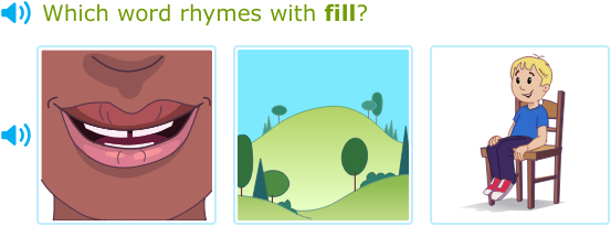 IXL | Choose the picture that rhymes with the word | Grade 1 English ...