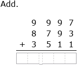 IXL | Add three or more numbers up to four digits each | Grade 3 math