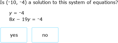 IXL | Is (x, y) a solution to the system of equations? | Grade 9 math