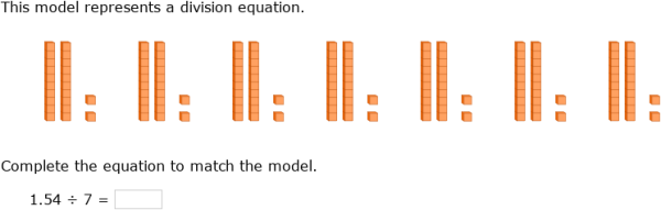 IXL | Divide decimals using blocks: complete the equation | Grade 6 math
