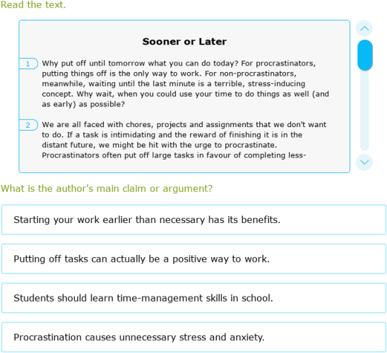 IXL | Trace an argument | Grade 7 English language arts