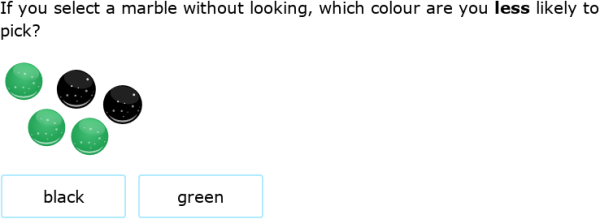 IXL | More or less likely | Kindergarten math