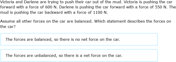 IXL | Balanced and unbalanced forces | Grade 6 science