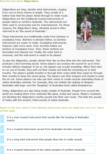 IXL | Read about art, music and traditions | Grade 5 English language arts