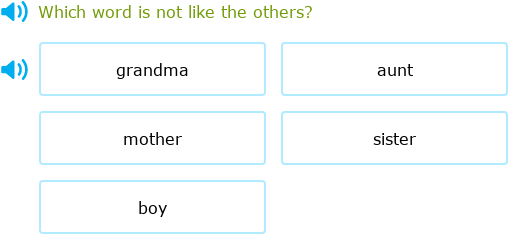 IXL | Which word is not like the others? | Grade 2 English language arts