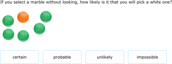 IXL | Certain, probable, unlikely and impossible | Grade 2 math