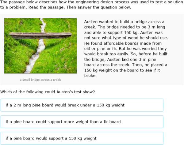 IXL | Evaluate tests of engineering-design solutions | Grade 7 science