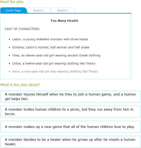 IXL | Read drama | Grade 4 English language arts