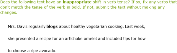 IXL | Identify and correct inappropriate shifts in verb tense | Grade 8 ...