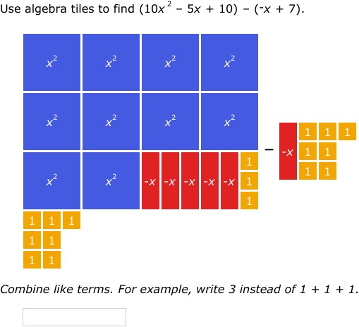 IXL | Add and subtract polynomials using algebra tiles | Grade 9 math