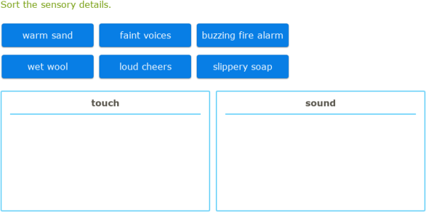 IXL | Sort sensory details | Grade 3 English language arts