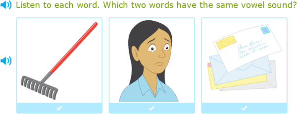IXL | Which two words have the same vowel sound? | Grade 1 English ...