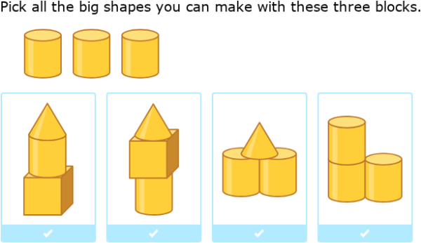 IXL | Compose three-dimensional shapes | Grade 1 math