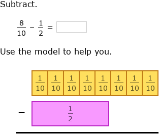 IXL | Subtract fractions with unlike denominators using models | Grade ...