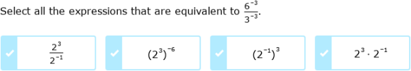 IXL | Identify equivalent expressions involving exponents | Grade 9 math
