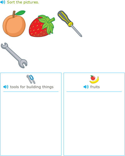 IXL | Sort objects into categories | Kindergarten English language arts