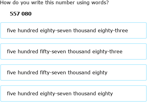 IXL | Word names for numbers up to 1 000 000 | Grade 5 math