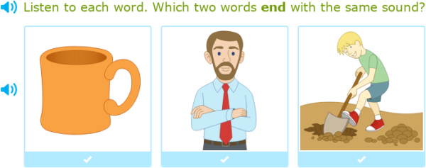 IXL | Which two words end with the same sound? | Grade 1 English ...