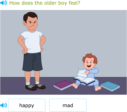 IXL | Which feeling matches the picture? | Jr. kindergarten English ...