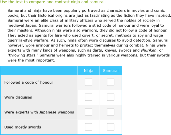 IXL | Compare and contrast in informational texts | Grade 8 English ...