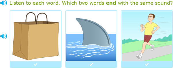 IXL | Which two words end with the same sound? | Jr. kindergarten ...