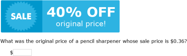 IXL | Sale prices: find the original price | Grade 7 math
