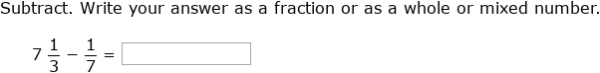 IXL | Subtract mixed numbers with unlike denominators | Grade 7 math
