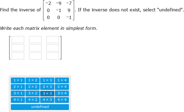 IXL | Inverse of a 3 x 3 matrix | Grade 12 math