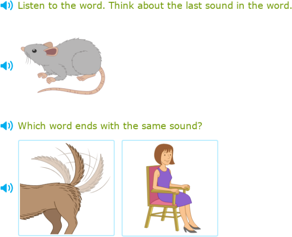 IXL | Which word ends with the same sound? | Jr. kindergarten English ...