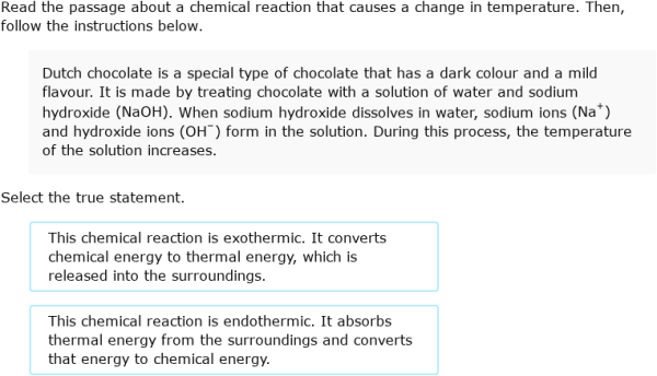 IXL | Describe energy changes in chemical reactions | Grade 9 science