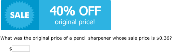 IXL | Sale prices: find the original price | Grade 7 math