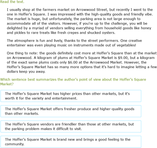 IXL | Determine the author's point of view | Grade 7 English language arts