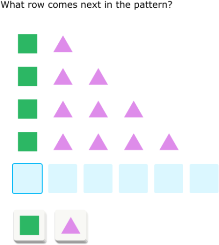 IXL | Find the next row in a growing pattern | Kindergarten math