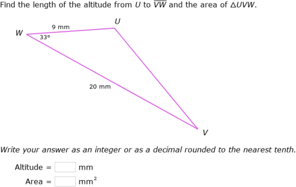 IXL | Area of a triangle: sine formula | Grade 11 math