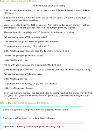 IXL | Determine the themes of myths, fables and folktales | Grade 4 ...