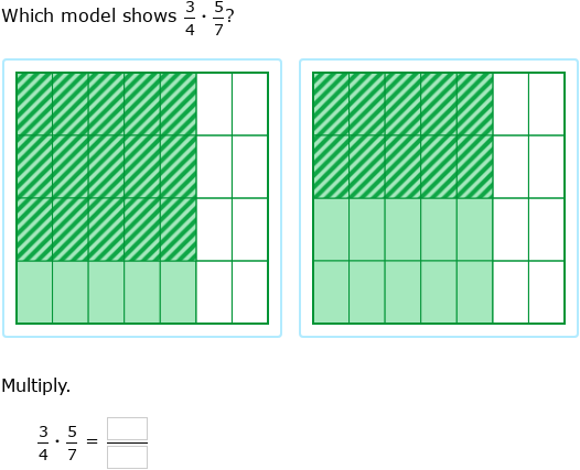 IXL | Multiply two fractions using models | Grade 7 math