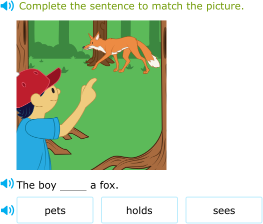 IXL | Complete the sentence with an action verb to match the picture ...