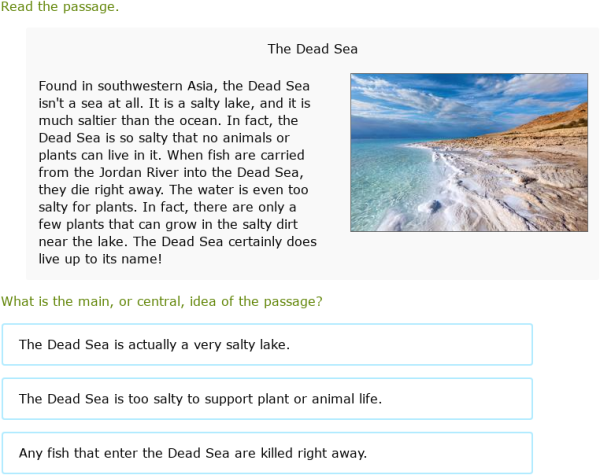 IXL | Determine the main idea of a passage | Grade 4 English language arts