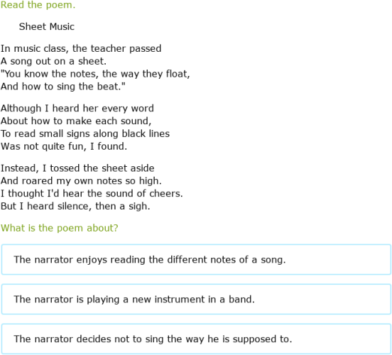 IXL | Read poetry | Grade 3 English language arts