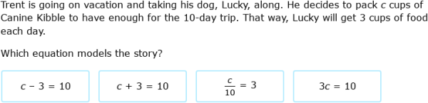 IXL | Write a one-step equation: word problems | Grade 5 math