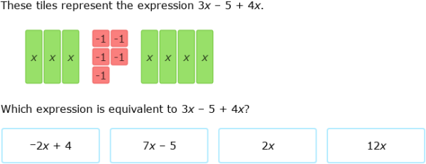 IXL | Simplify expressions by combining like terms: with algebra tiles ...