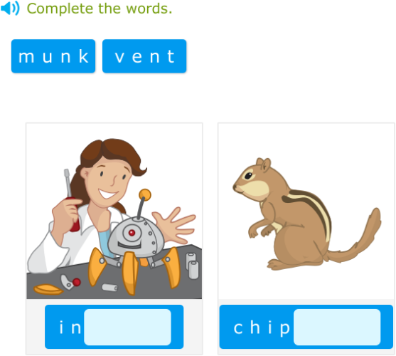 IXL | Complete the two-syllable words | Grade 1 English language arts
