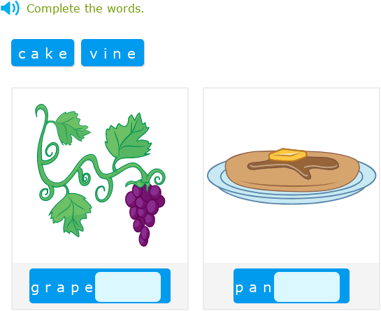 IXL | Complete the two-syllable words | Grade 2 English language arts