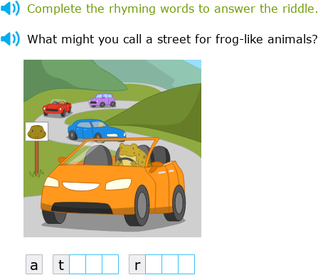 IXL | Spell rhyming words to answer riddles | Grade 3 English language arts
