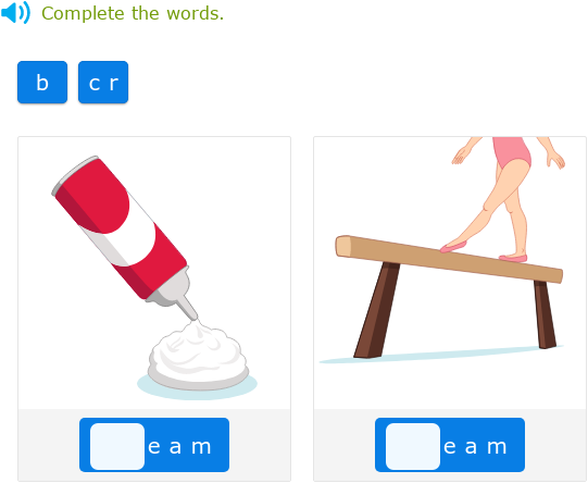 IXL | Complete the vowel team words | Grade 2 English language arts