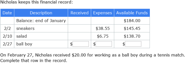 IXL | Keeping financial records | Grade 5 math