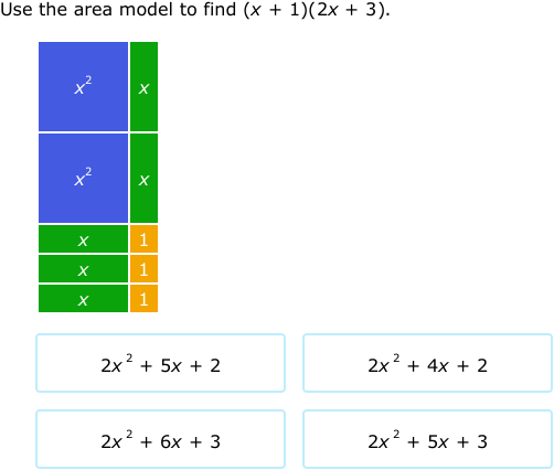IXL | Multiply two polynomials using algebra tiles | Grade 10 math