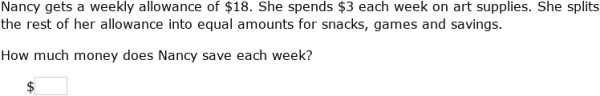 IXL | Budget a weekly allowance: word problems | Grade 4 math