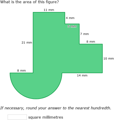 IXL | Area of compound figures with triangles, semicircles and quarter circles | Grade 7 math