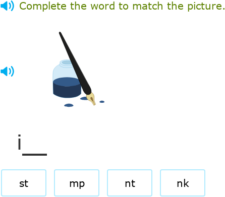 IXL | Complete the word with the right final consonant blend | Grade 1 ...